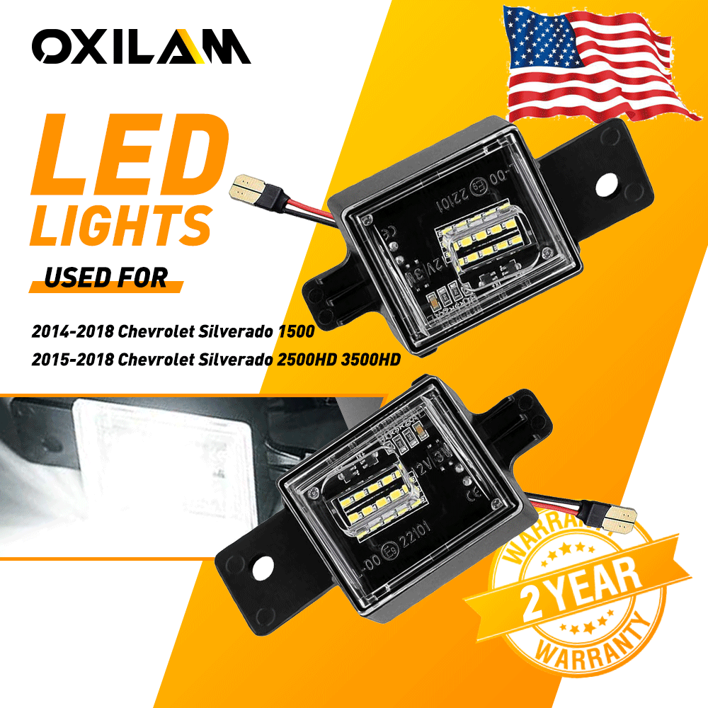 LED License Plate Lights White For GMC Sierra/Chevrolet Silverado 1500 ...
