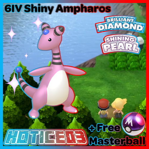 6IV Shiny Ampharos Pokemon Brilliant Diamond Shining Pearl | eBay