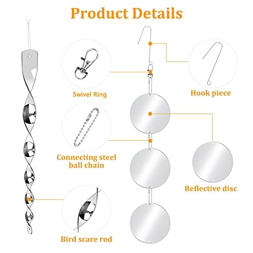 Upgraded Bird Scare Devices, 3.9 Inch Large 18PCS Reflective Discs Set ...