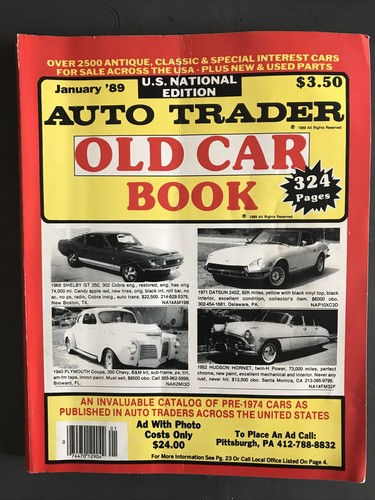 AUTO TRADER-OLD CAR BOOK-JANUARY 1989-U.S. NATIONAL EDITION-PITTSBURGH ...