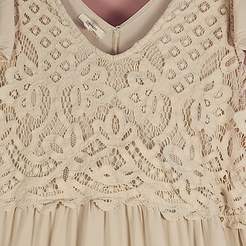 Maurices XXL Lace Overlay Lagenlook Princess Fairy Cap Sleeves Ivory ...