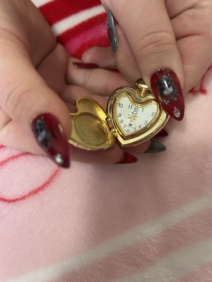 Stainless Steel Gold Heart Locket Necklace With Clock | eBay