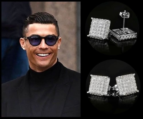 Men’s/Boy’s: RONALDO 10mm, 18ct White Gold Plate Cubic Zirconia Square ...