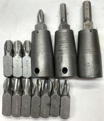 Cooper Apex 830 Phillips Screwdriver Bits #4 #3 #2 3/8 Drive Adapters ...