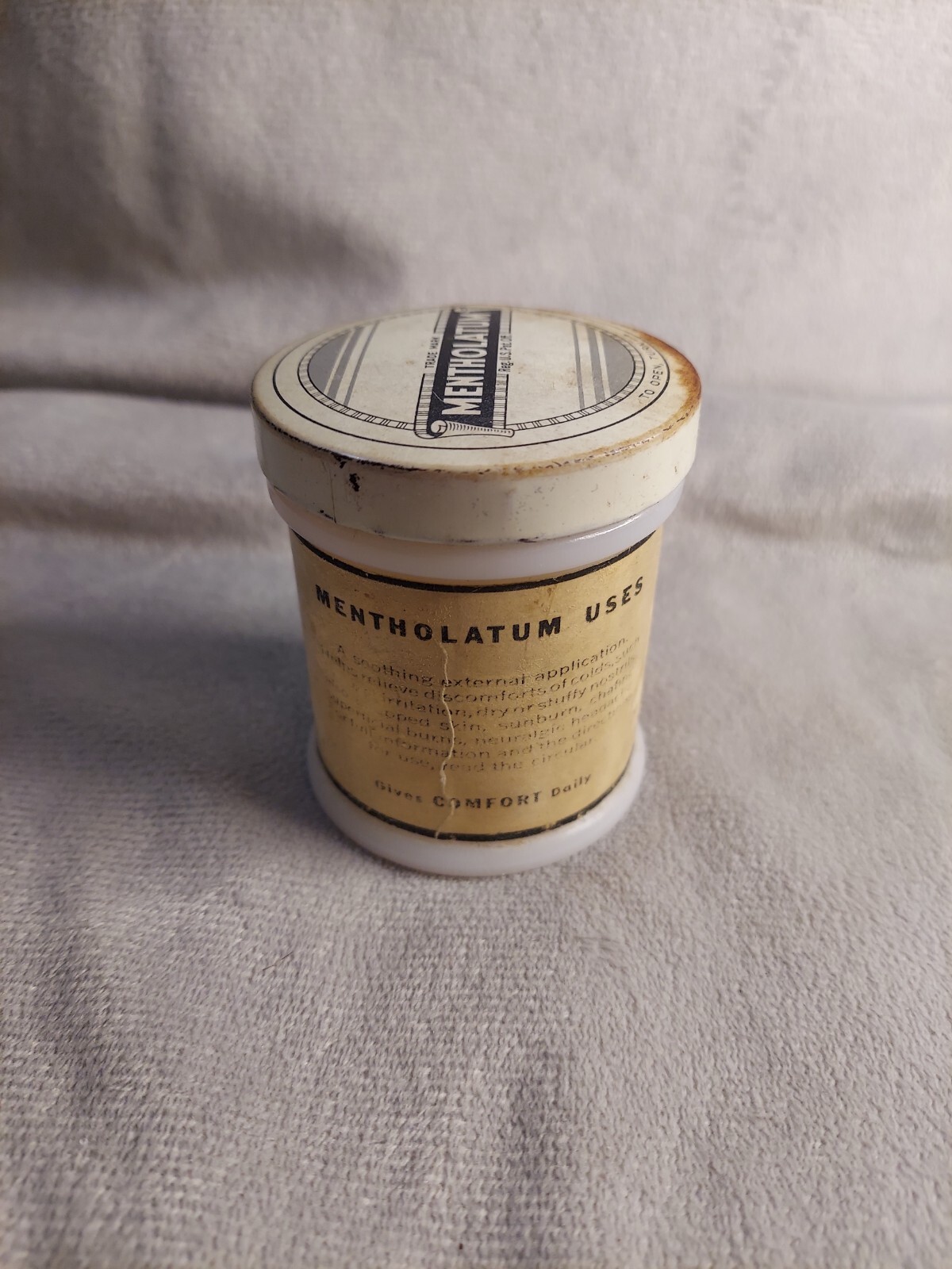 Vintage Mentholatum milk glass jar | eBay