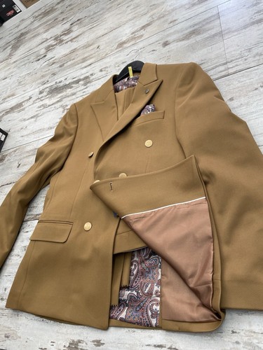 Costume Pour Homme Slim Fit Brun À Double Boutonnage 58 | eBay