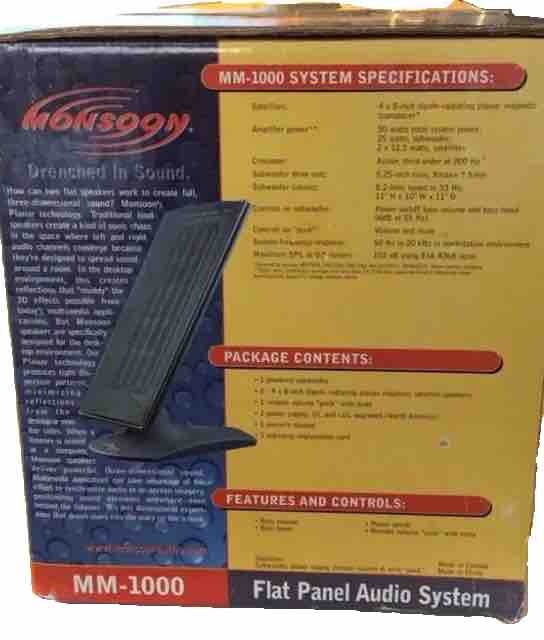 Rare Brand New Monsoon MM-1000 Computer Planar Flat Speaker Pair w ...