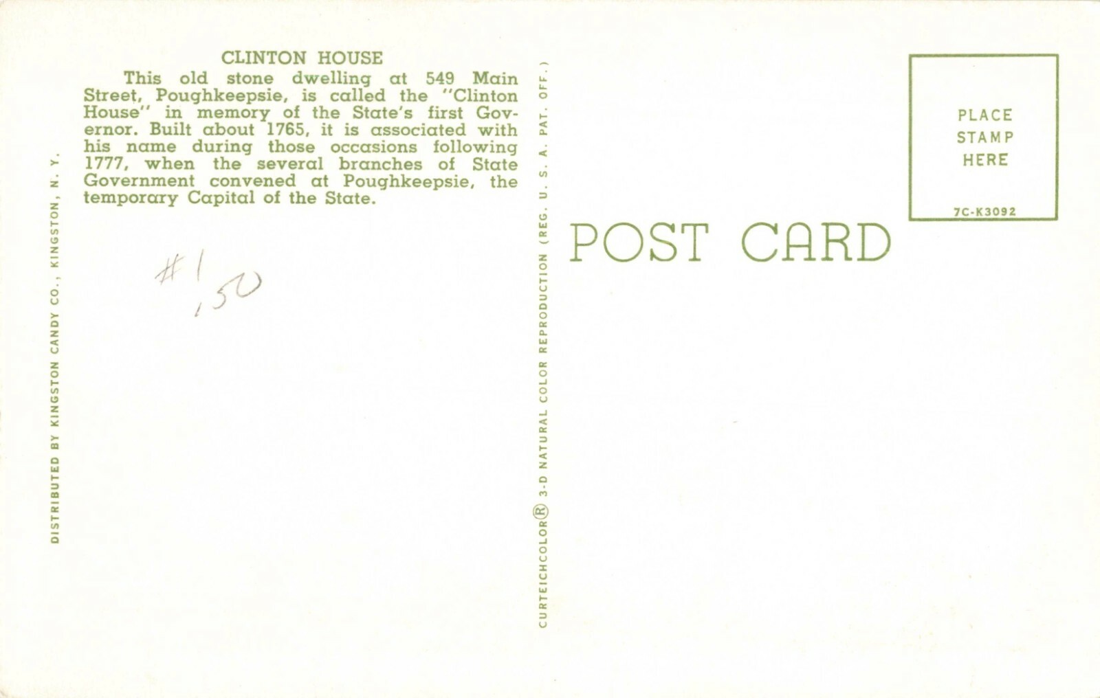 Postcard Clinton House Poughkeepsie New York | eBay