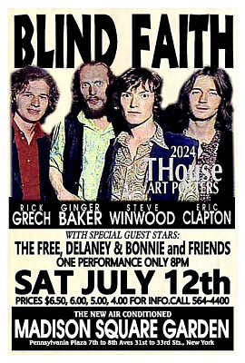 BLIND FAITH 1969 Concert Poster Madison Square Garden New York Gig ...