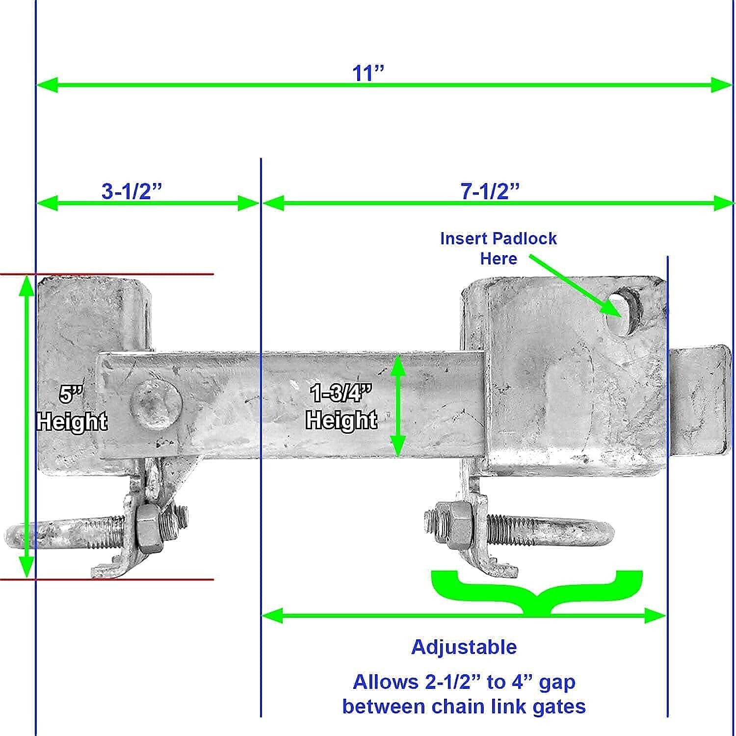 Chain Link Double Gate Latch for 1-5/8" to 2" Gate Frames Farm Driveway ...