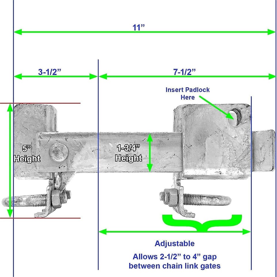Chain Link Double Gate Latch for 1-5/8" to 2" Gate Frames Farm Driveway ...