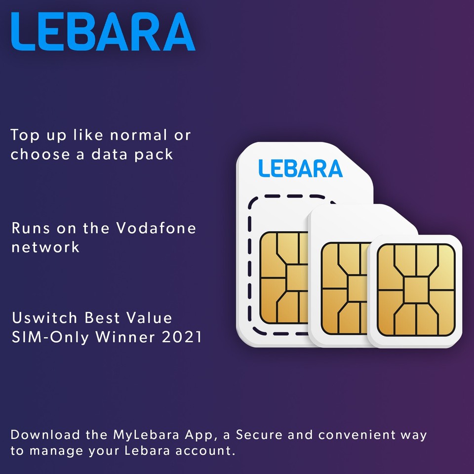 Lebara SIM Card Loaded With £5 Five Pounds Credit Free Postage UK | eBay UK
