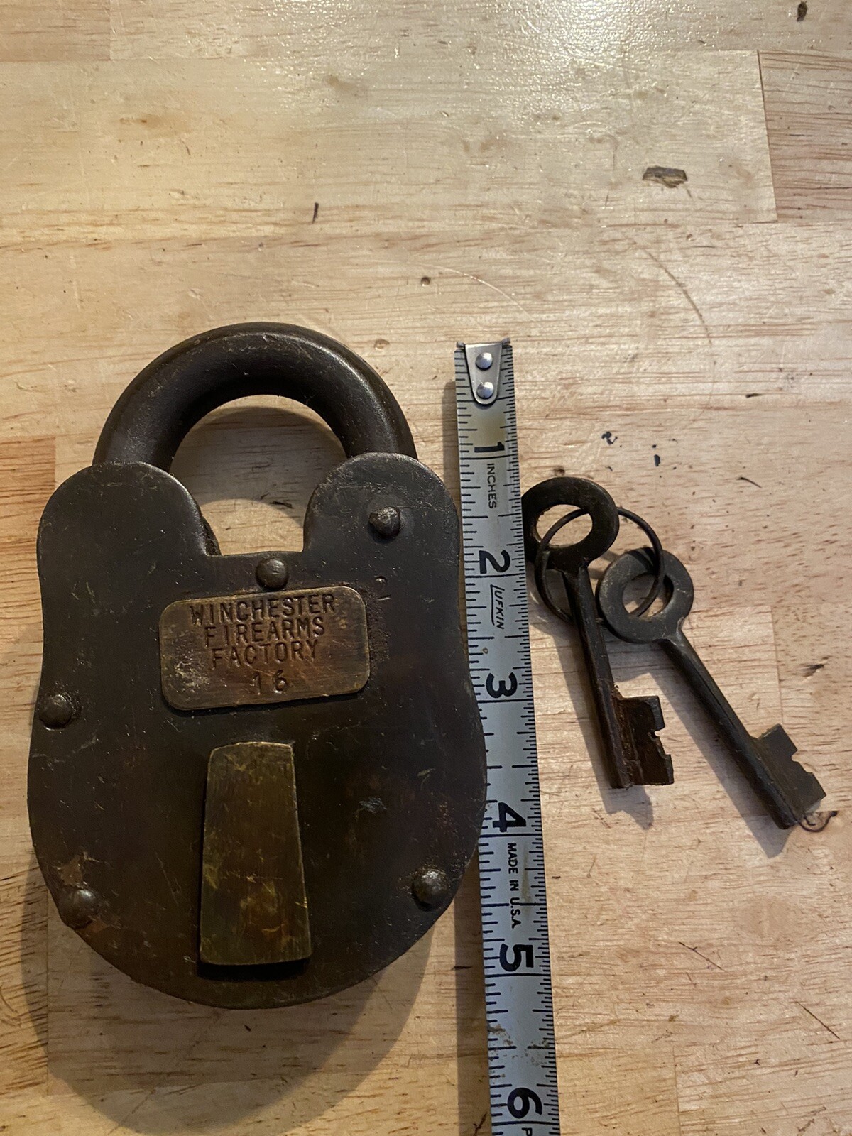 Winchester Padlock Stagecoach Gunsmith Lock Key Patina 1.5LB+ Western ...