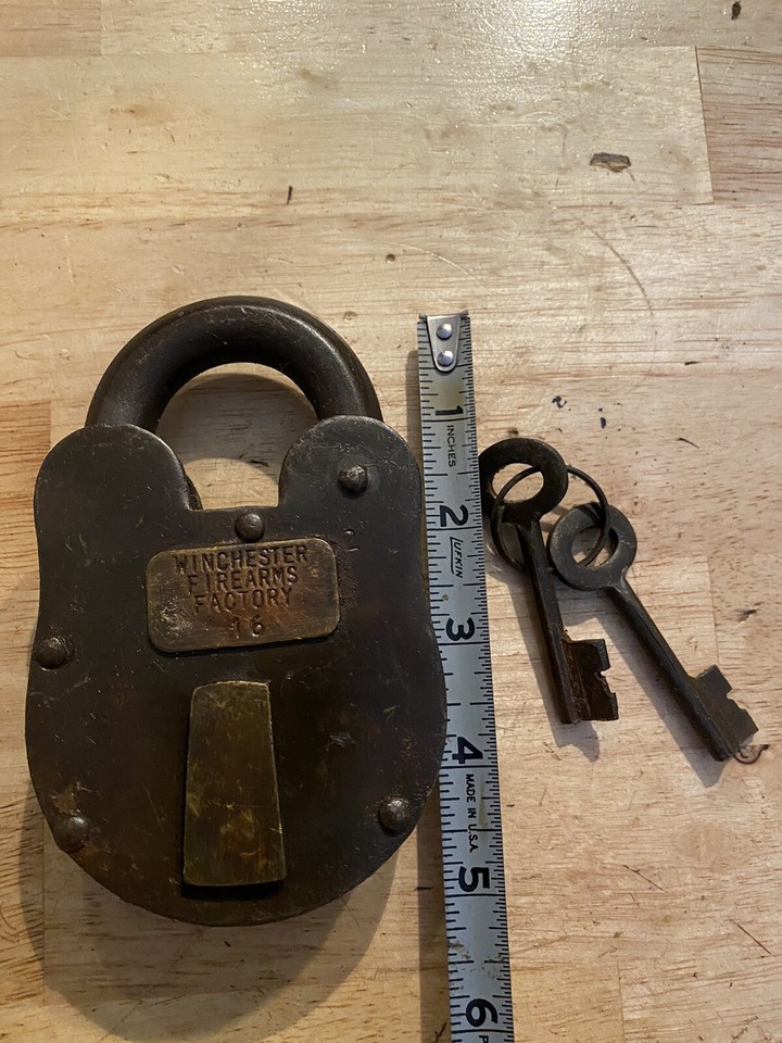 Winchester Padlock Stagecoach Gunsmith Lock Key Patina 1.5LB+ Western ...