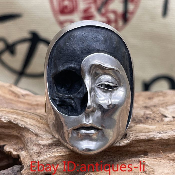 Yin Yang Bipolar Sad Ring Neutral Style Versatile Punk China-Chic Tai ...