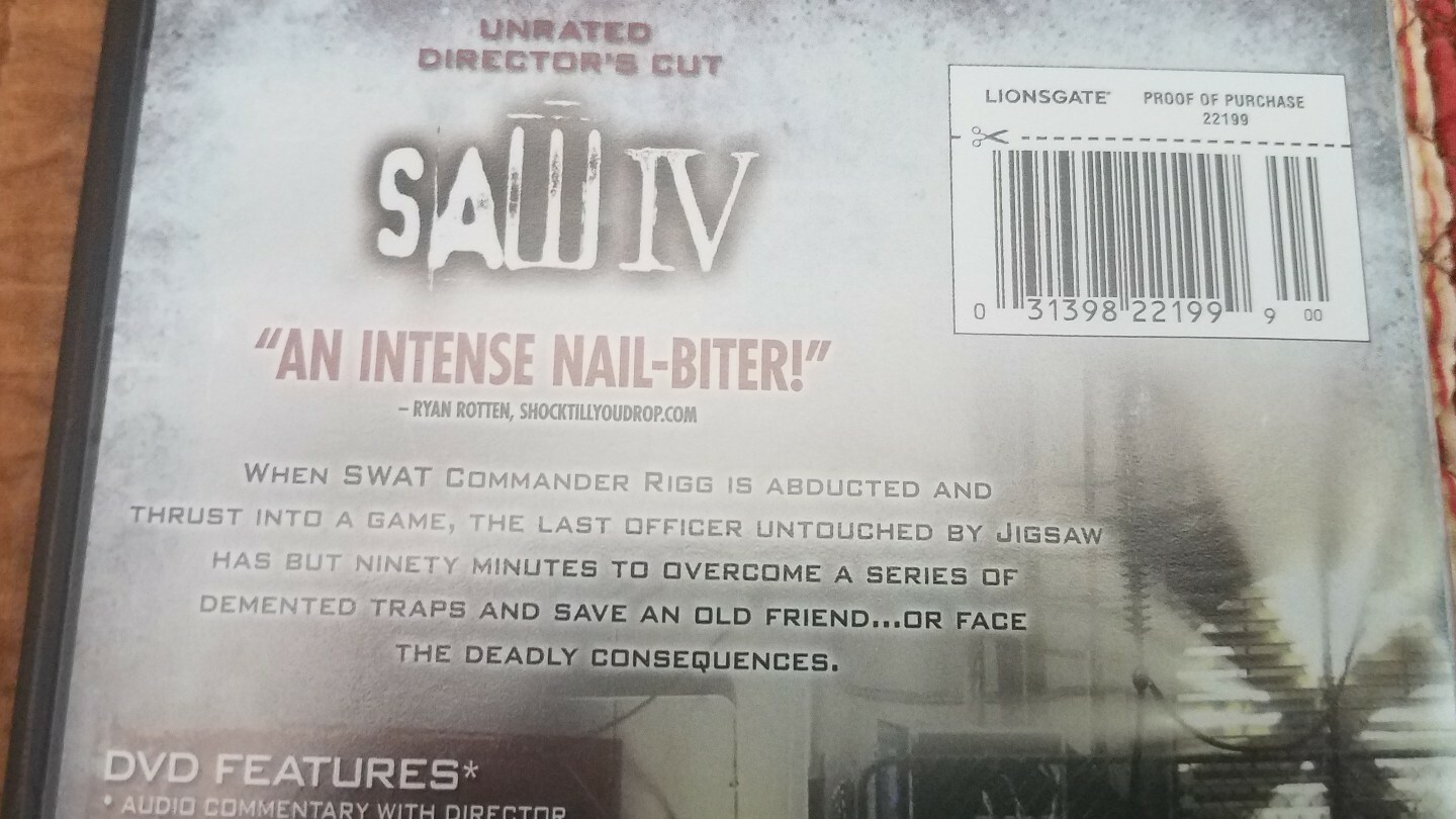 Saw IV (DVD, Unrated Directors Cut, Widescreen, 2007) | eBay Australia