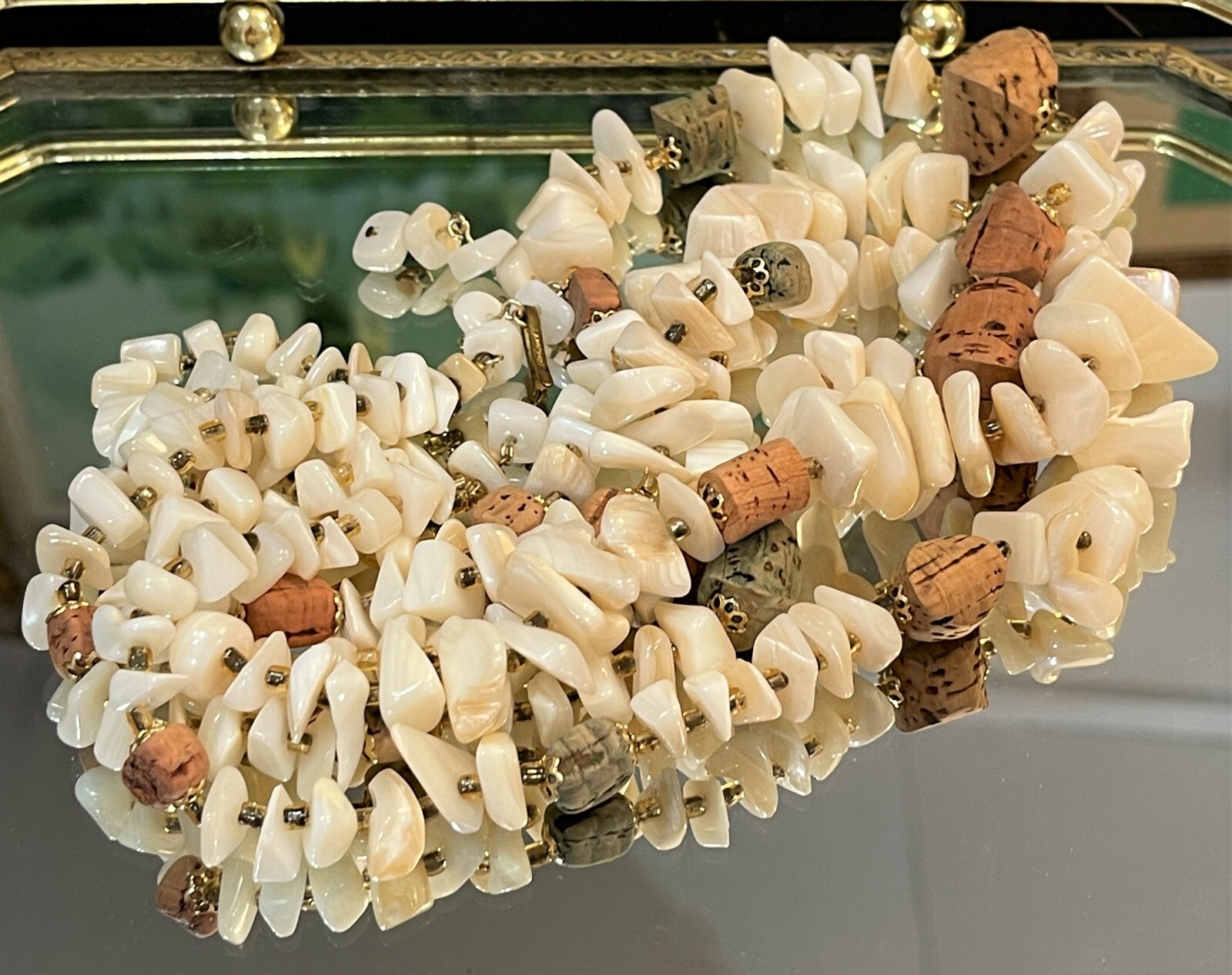 Vintage West Germany Cork Shell Multi Layered Strand … - Gem