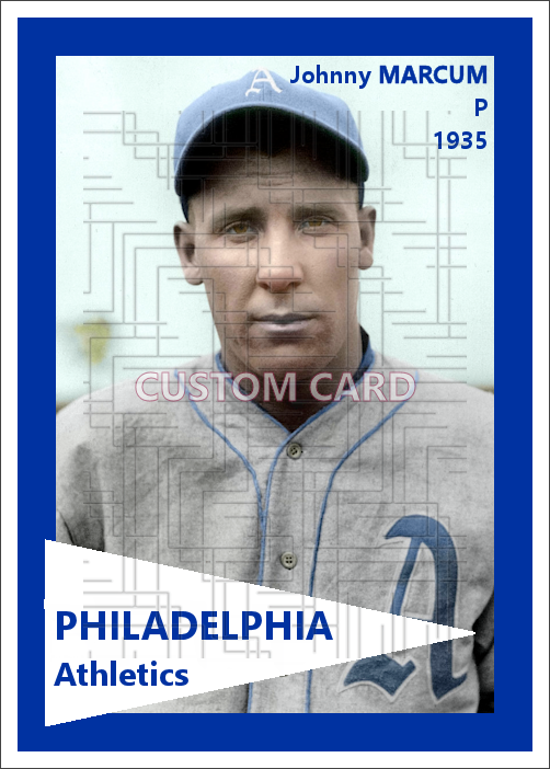 Johnny Marcum - 1935 Philadelphia Athletics - 2.5 x 3.5 custom card ...