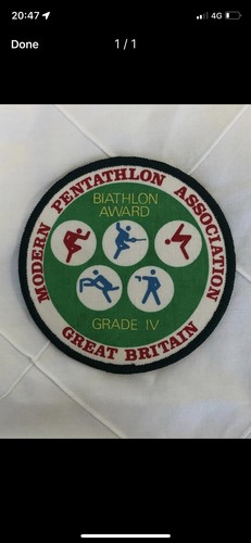 Modern Pentathlon Association Great Britain patch,Biathlon Award, Grade ...