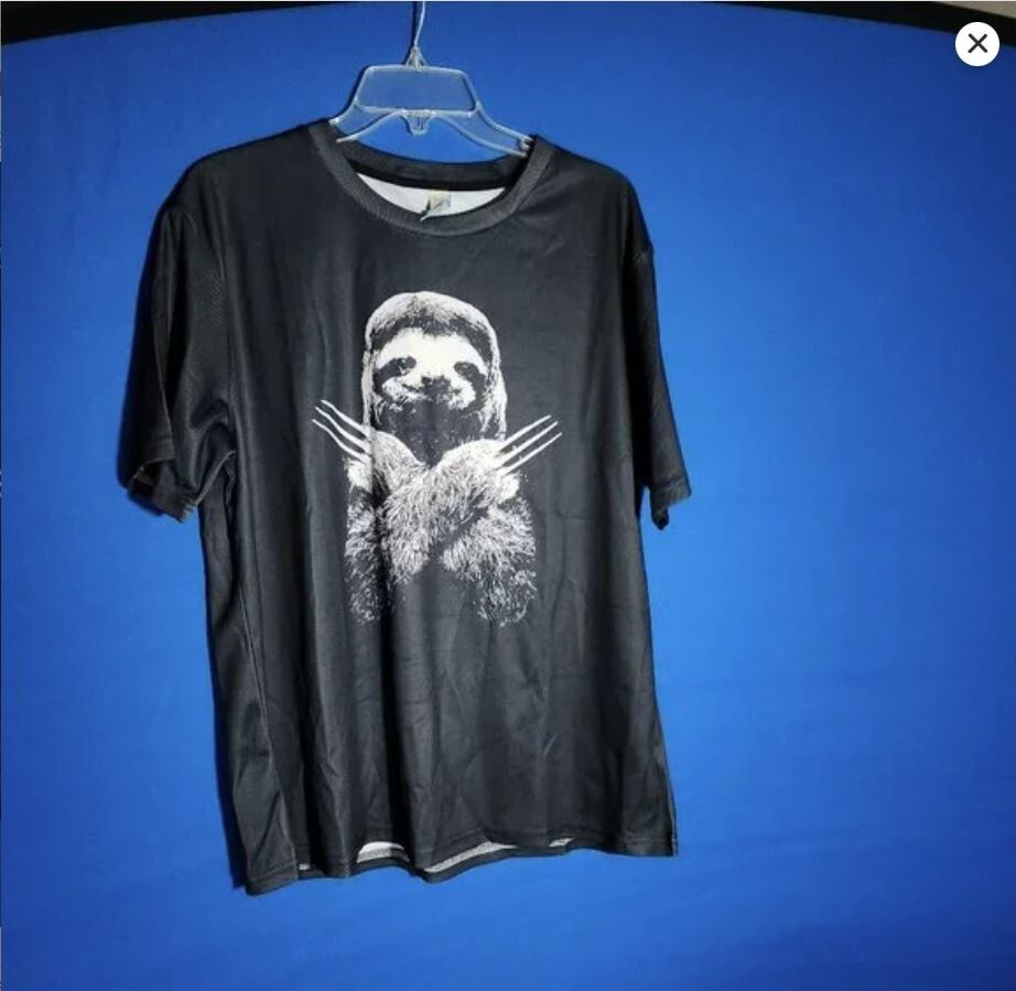 Sloth with claws print print Polyester tee shirt | eBay