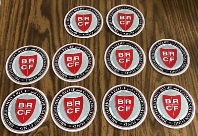10 Vintage BROTHERHOOD'S RELIEF & COMPENSATION FUND STICKER BRCF ...