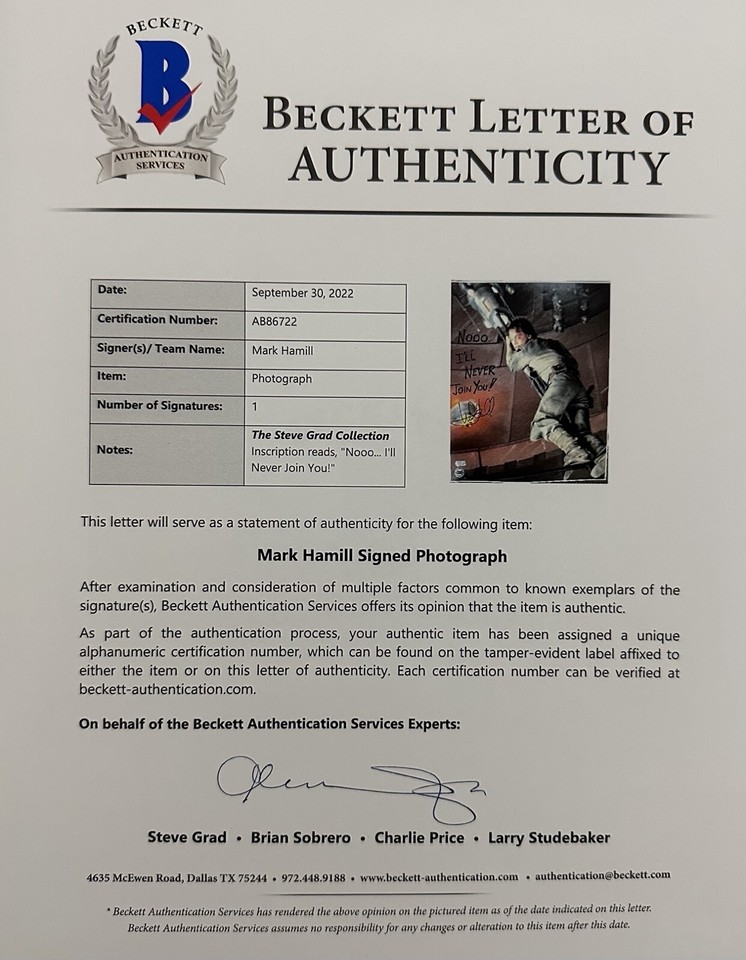 Star Wars ESB Mark Hamill Huge Inscription Signed 16x20 Photo BAS | eBay