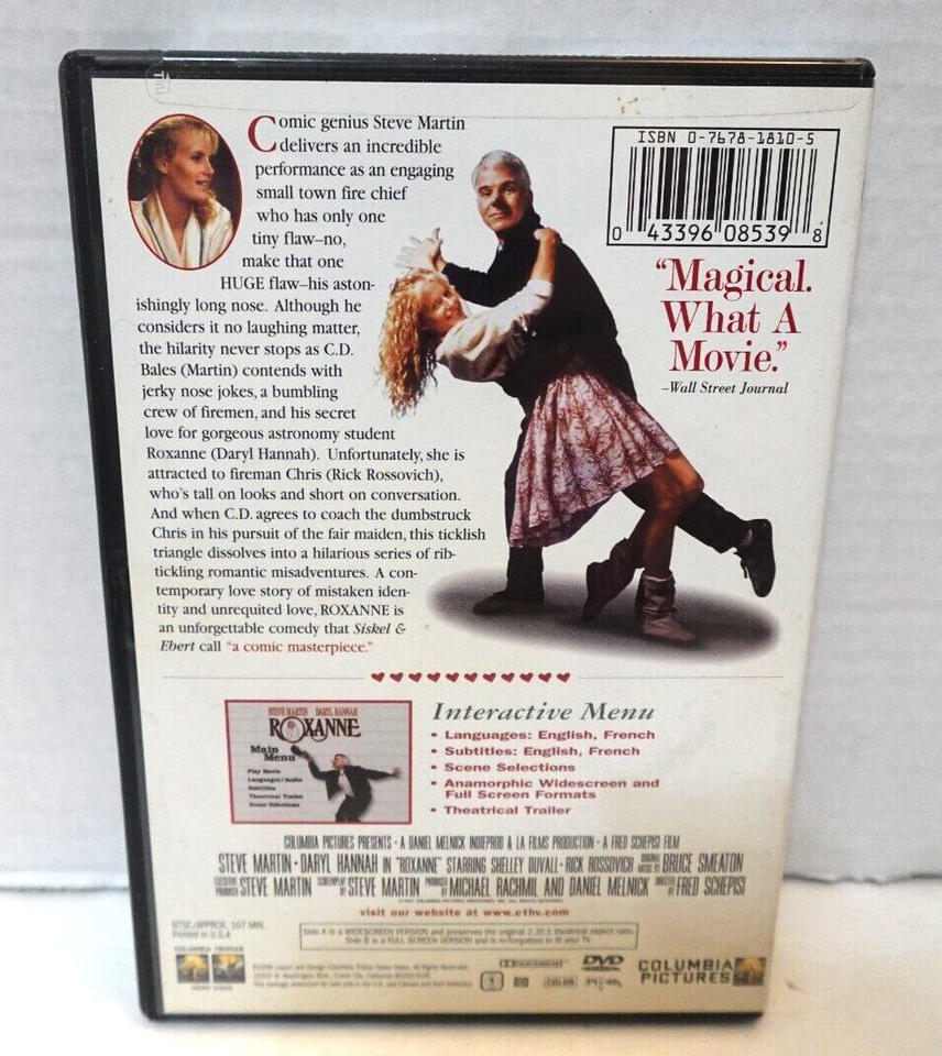 Roxanne DVD (Steve Martin, Daryl Hannah romantic comedy) 43396085398| eBay