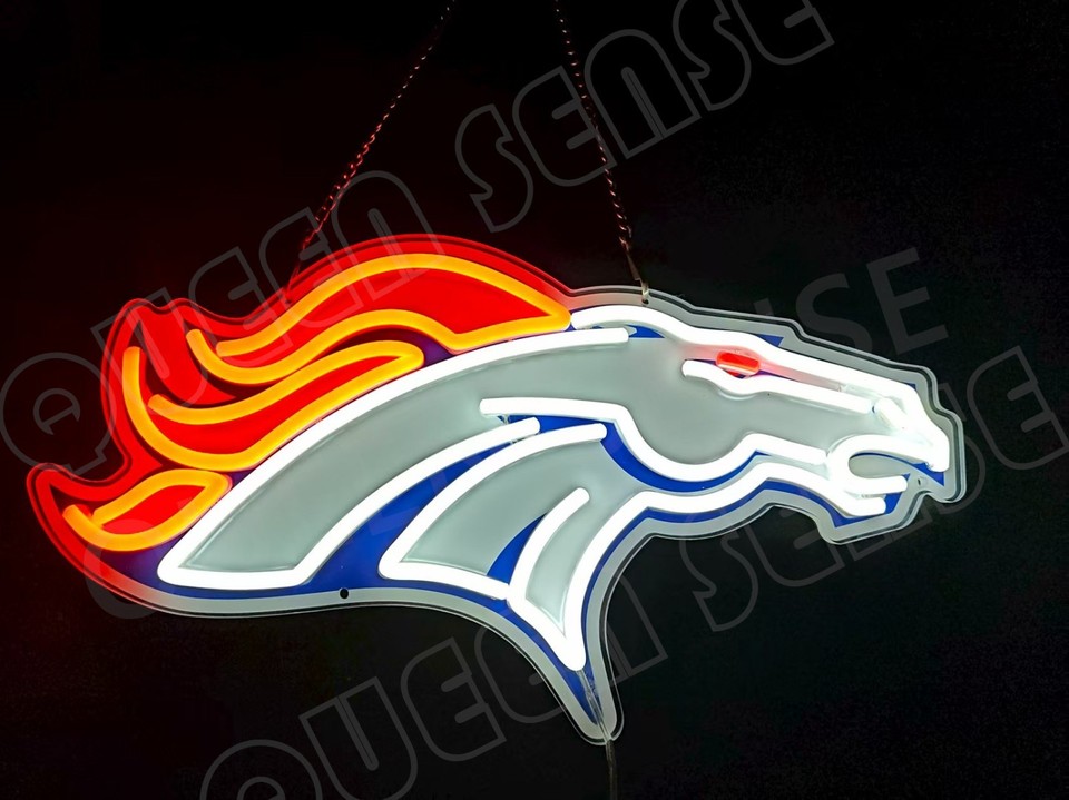 16"x9" Denver Broncos Logo LED Neon Sign With Dimmer USB Powered Light ...