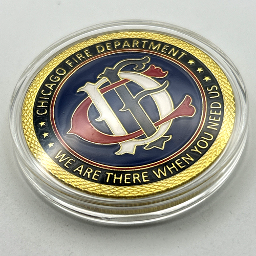 CHICAGO FIRE DEPARTMENT GOLD FINISH Challenge Coin w Capsule Brand New ...