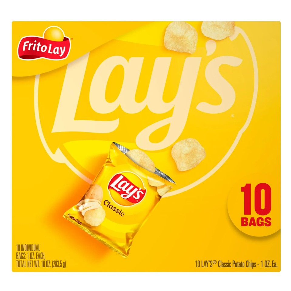 Lay's Classic Potato Snack Chips, 1 oz Bags, 10 Count Multipack | eBay