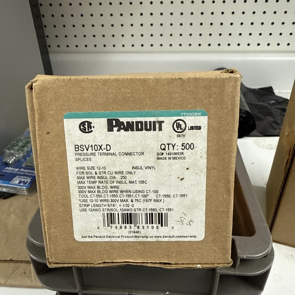 Panduit BSV10X-D Pressure Terminal Connector Butt Splice Box of 500 | eBay