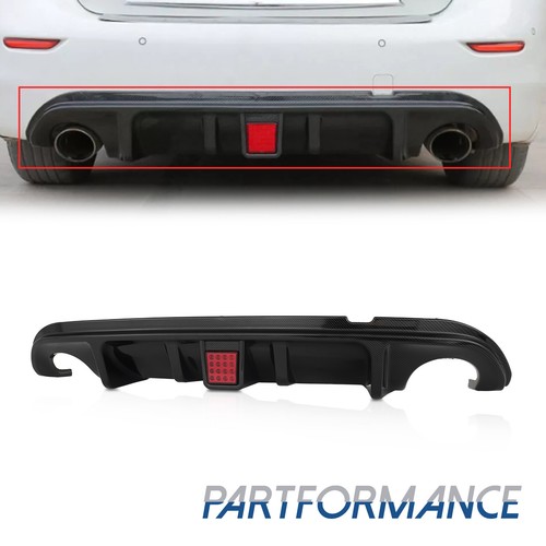 Carbon Look Rear Bumper Diffuser Lip for Infiniti Q50 2014-17 W/ LED ...