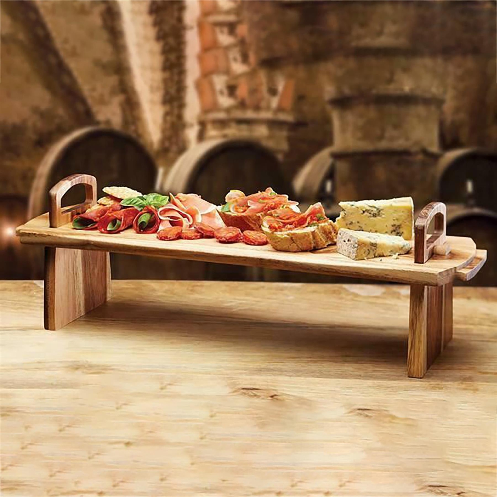 Wooden Raised Serving Platter Board for Antipasti, Tapas, Entrees and ...