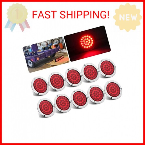 10Pcs 4 Inch Round Led Trailer Tail Lights Red 24LED, Sealed 4" Round ...