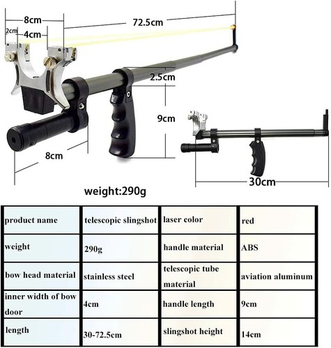 Outdoor Telescopic Slingshot with Red Laser Aim Hunting Slingshot ...