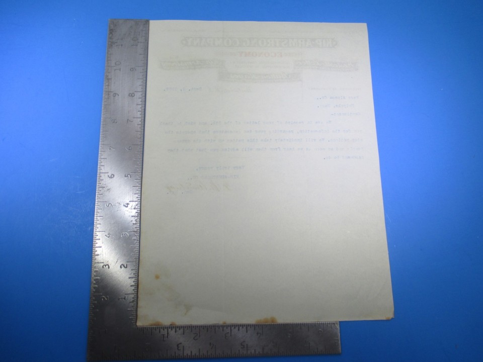 Vintage Sept 6 1907 Kip Armstrong Co Textile Economy Devices Letterhead ...