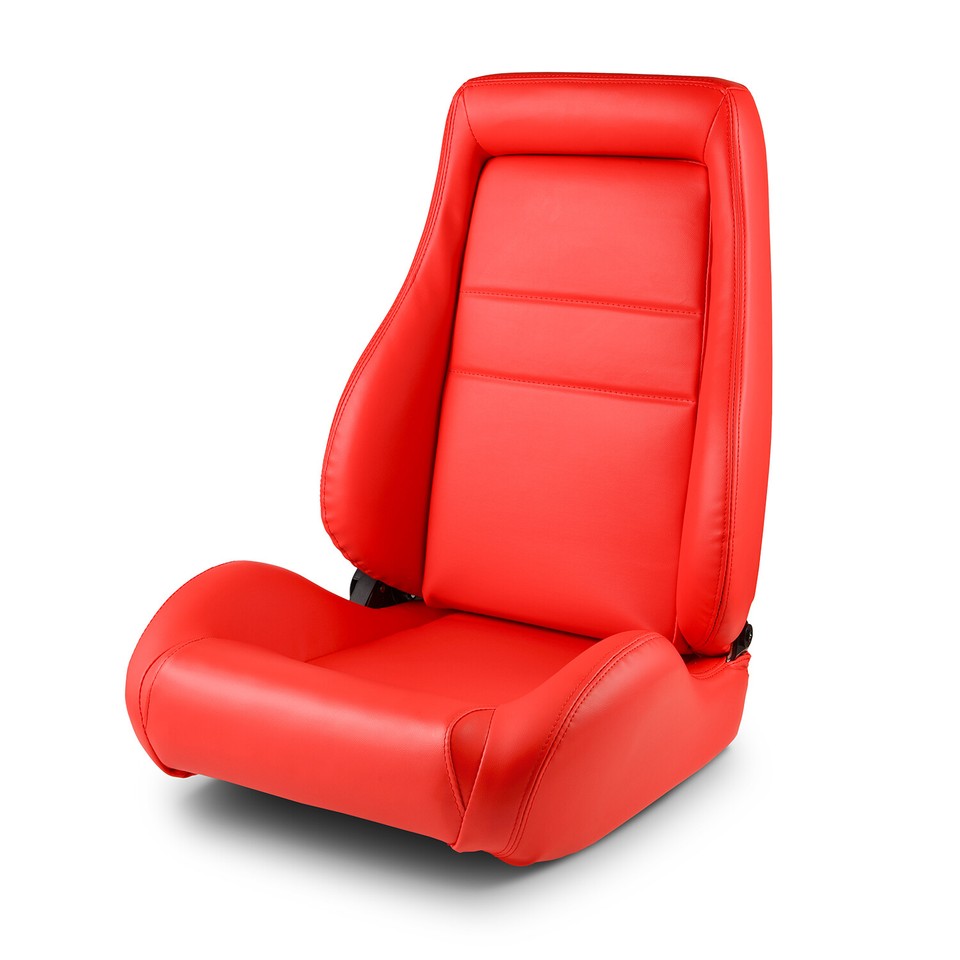 Universal Red OBS Style Reclinable PVC Leather Car Seats | Front | 1 Pair