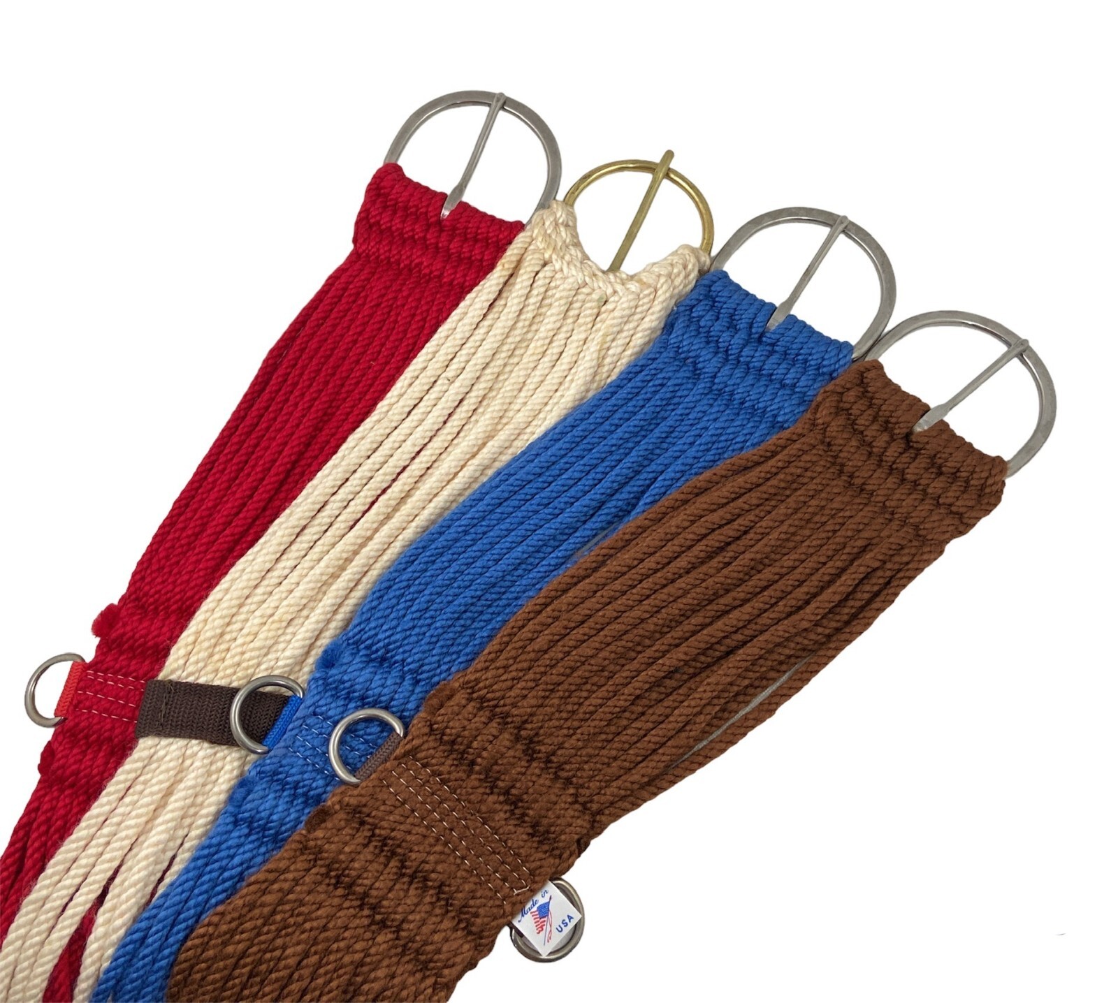 🌟Mohair Blend 27 Strand Double Weave Horse Cinch, Brown Blue Red 30 32 ...