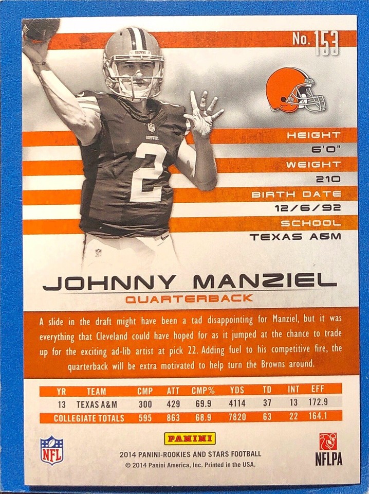 Johnny Manziel ~ 2014 Panini Rookies & Stars ~ Rookie RC | eBay