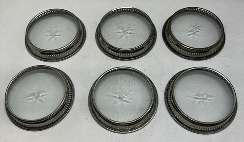Lot Of 6 Vintage Metal and Glass Open Edge Coasters with Etched Star | eBay