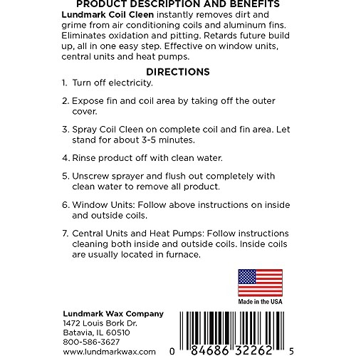Lundmark Coil Cleen, Air Conditioning Fin & Coil Cleaner, 32-Ounce ...