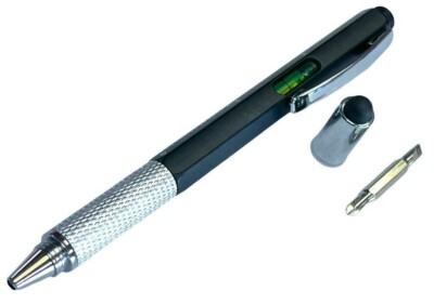 6 in 1 Tech Pen Ball point Multi Tool Ruler Spirit Level Stylus ...