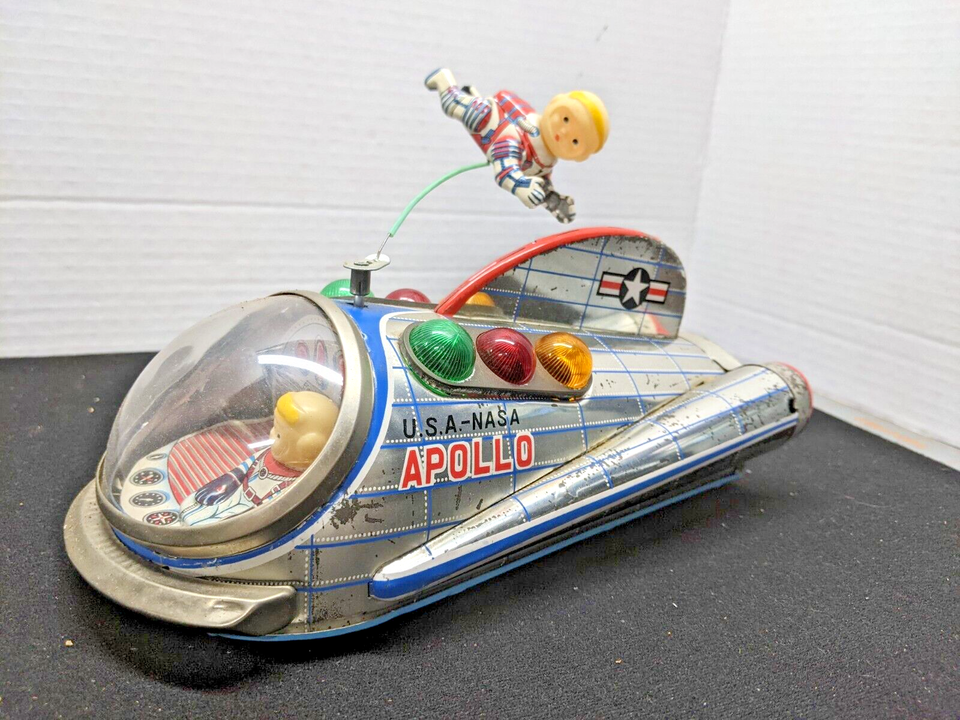 SPACE SHIP 1960s USA NASA Apollo Modern Toys Tin Toy Battery 60s IOB ...