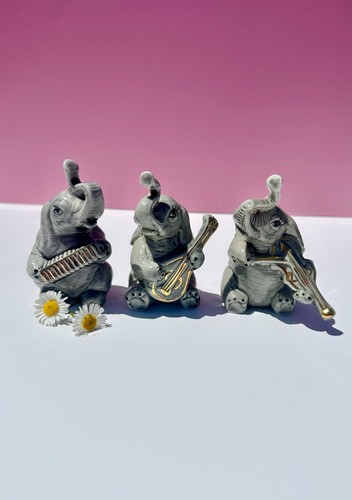 Rare Vintage Gold Musical Instrument Elephant Trunk Up Porcelain ...