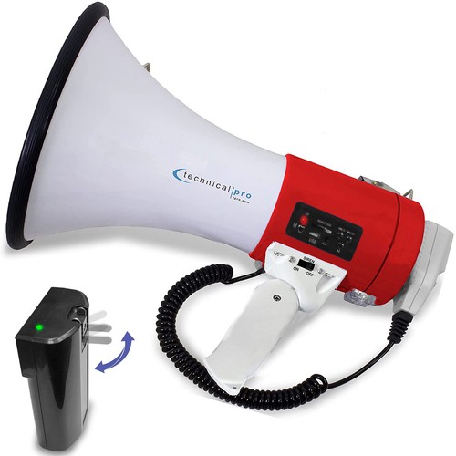 Technical Pro Rechargeable Portable 75-Watt Red Megaphone Bullhorn ...