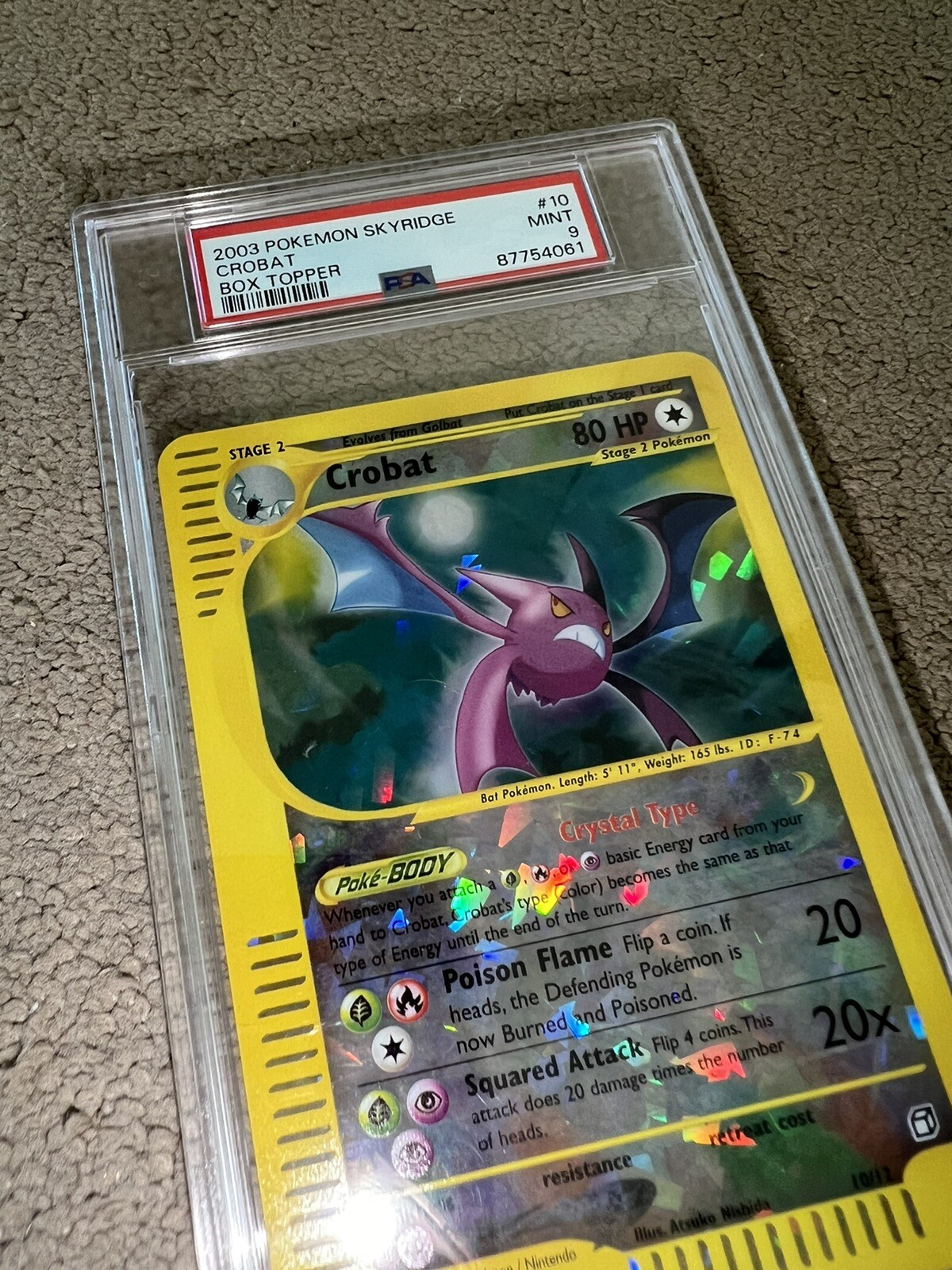 RARE Crobat 10/12 Skyridge Crystal Pokemon Box Topper PSA 9 MINT | eBay ...