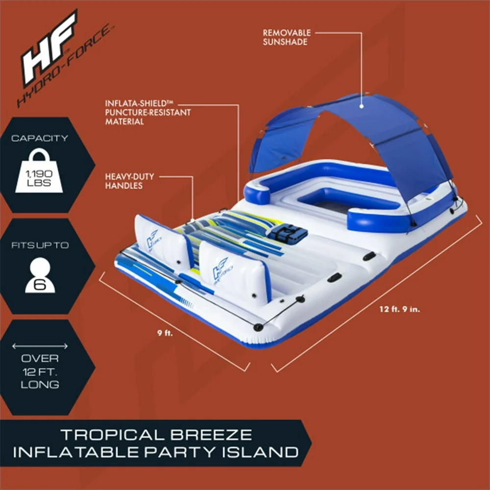 6 Person Inflatable Floating Island Pool Lake Party Canopy | eBay