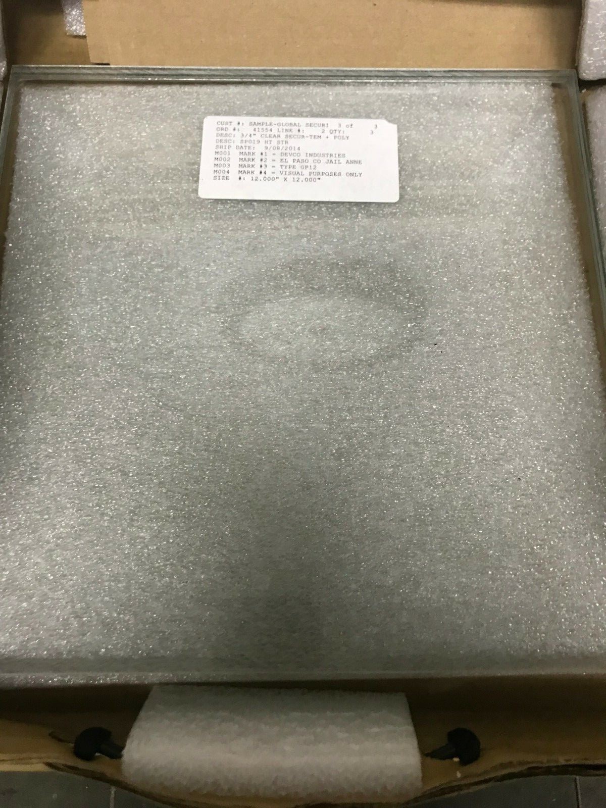 Lexgard glass Sample 12''x12''X3/4'' CLEAR SECUR-TEM + POLY | eBay