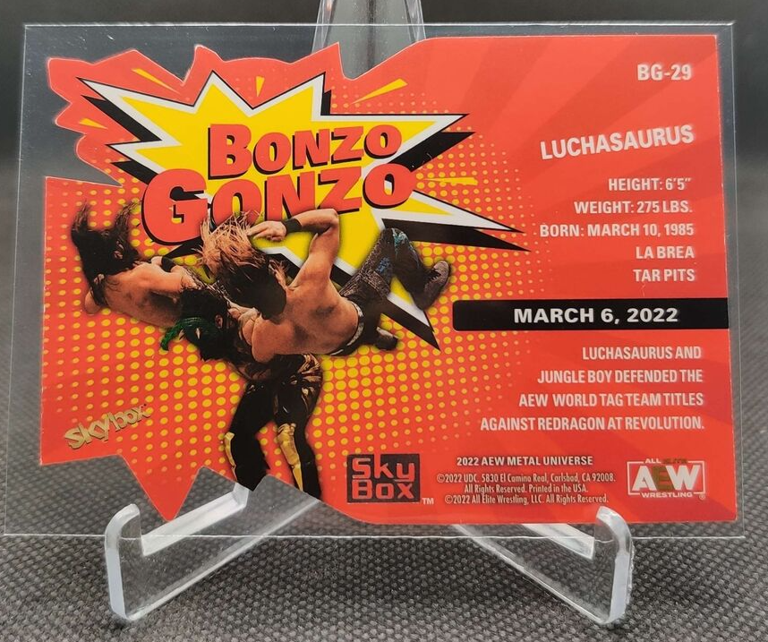 2022 Skybox AEW Metal Universe Bonzo Gonzo #BG-29 Luchasaurus wrestling ...