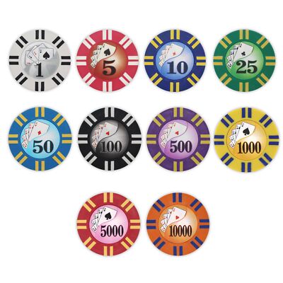 Bulk 1000 Poker Chips 2 Stripe Twist 8 Gram - Pick Your Denominations ...